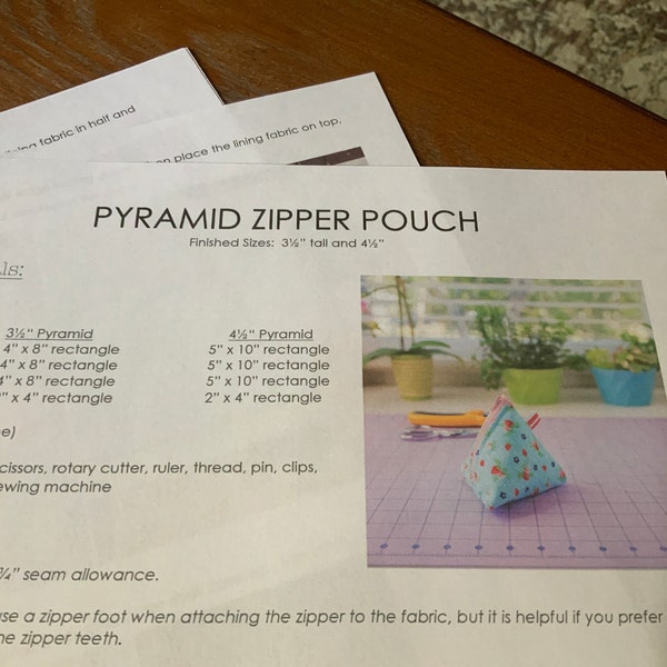 Pyramid Pouch Sewing PATTERN, Zipper Bag Pattern, Coin Purse Pattern ...