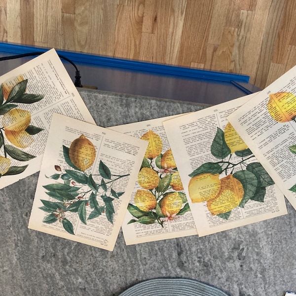 Lemon Themed Dictionary Prints - Etsy
