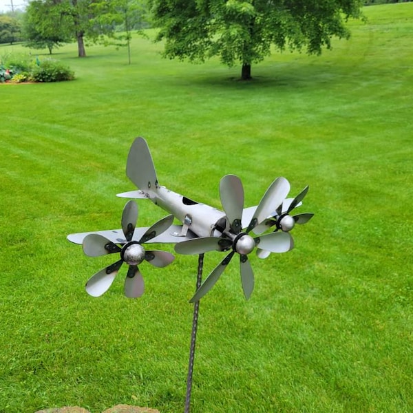 Metal Triple Propeller Plane Airplane Spinner Propeller Yard Garden ...