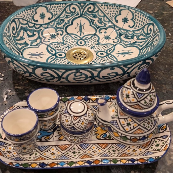 Oval Ceramic Wash Basin-moroccan Bath Sink-oval Pottery Basin-vanity ...