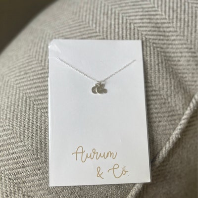 Dainty Mouse Necklace With Initial 14K Gold Filled Sterling Silver Rose ...