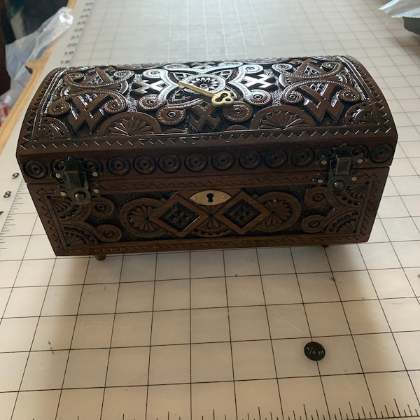 Large Wooden Box, Carved Wood Coffer, Wood Jewelry Box, Jewelry Case ...