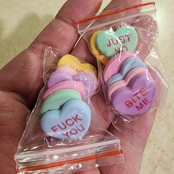 6 Multicolor Mean Curse Word Conversation Heart Resin Cabochons ...