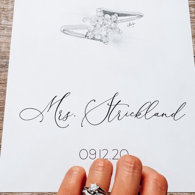 8x10 Engagement Ring Print by With Love Illustrations wedding Gifts ...