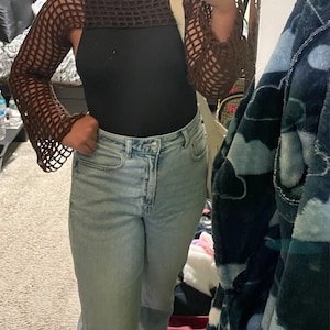 Y2k Crochet Knitted Crop Top Hollow Out Fishnet Jumper Smock Top 2000s ...