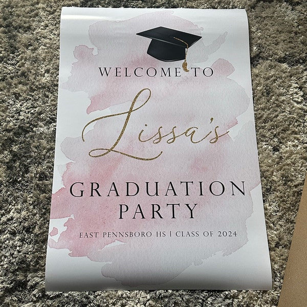 Pink Graduation Welcome Sign, Custom Graduation Party Welcome Sign ...
