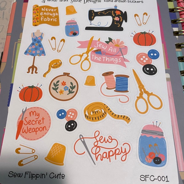 Sew Flippin’ Cute Planner Stickers - Etsy