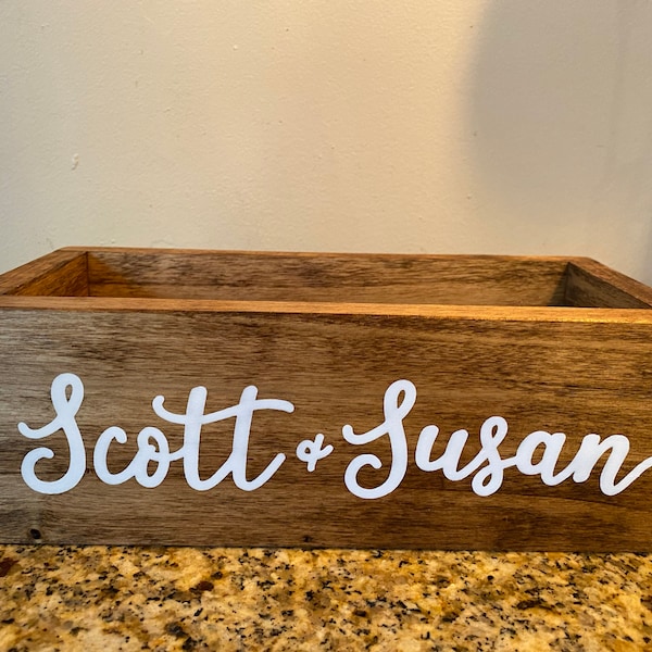 Personalized Wood Cards Box, Last Name Card Holder for Wedding, Wedding ...