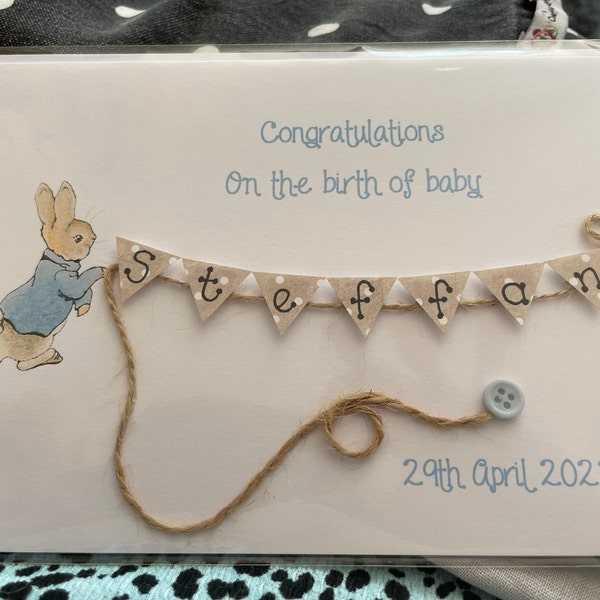 New Baby Card / Birth of Baby - Peter Rabbit or Jemima Puddleduck ...