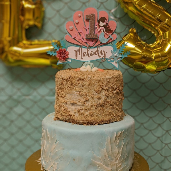 Mermaid Cake Topper, Mermaid 1st Birthday Banner, Mermaid One Banner ...