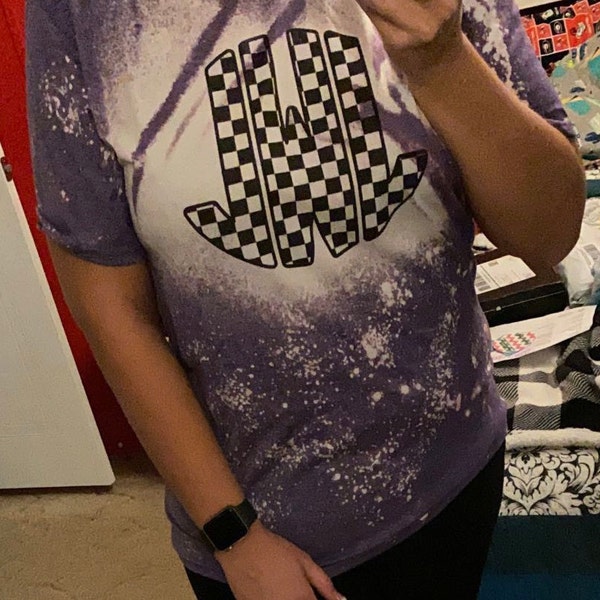 Checkered Flag Monogram Shirt, Gift for Her,bleached Shirt, Racing ...