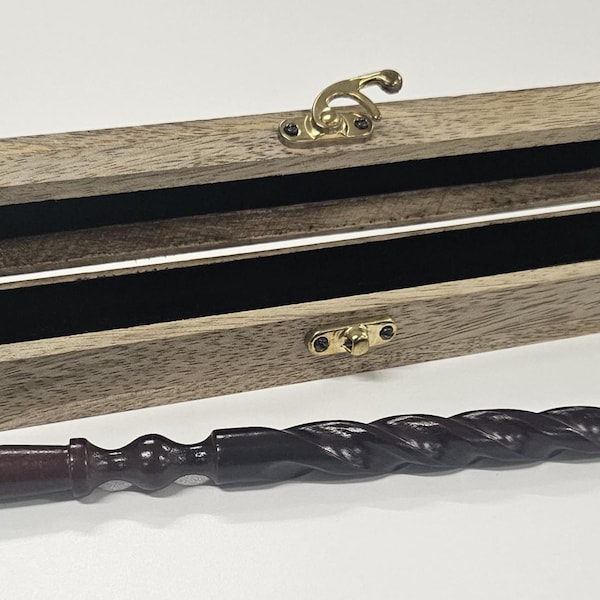 Witch and Wizard Wand in Real Wooden Display Box - Will O'wisp's Wand ...