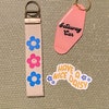 Retro Flower Smiley Face Keychain Wristlet / Key Fob/ Smiley Face Daisy ...
