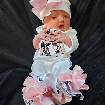 Baby Girl Outfit, Coming Home Outfit, Custom, Handmade Personalized Set, Babyshower Gift ...