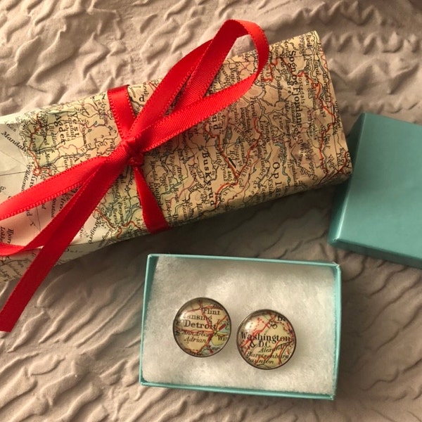 Map Cufflinks Custom Vintage Maps. Select Two Locations. Anywhere in ...