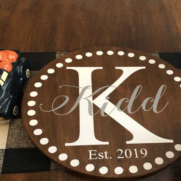 Circle Monogram Name Est Date -vinyl Wall Decal- Vinyl Lettering Decor ...