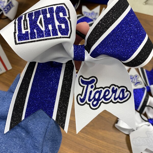 Custom Stripes and Tails Cheer Cheerleading Bow - Etsy