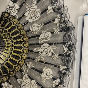 Vintage Styled Lace Rose Flower Fan 10inches Party Fan - Etsy