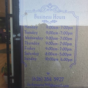 Custom Business Open Hour Sign Ver.6 Oracal 651 Vinyl Decal for Office ...