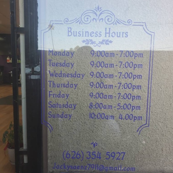 Custom Business Open Hour Sign Ver.6 Oracal 651 Vinyl Decal for Office ...