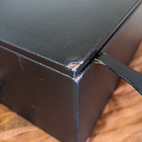 Black Leatherette Storage Box With Double Tray - Etsy
