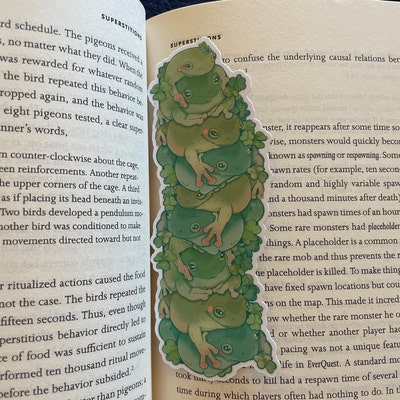 Frog Stack Bookmark Frog Art Cute Bookmark Laminated Cottagecore Book ...