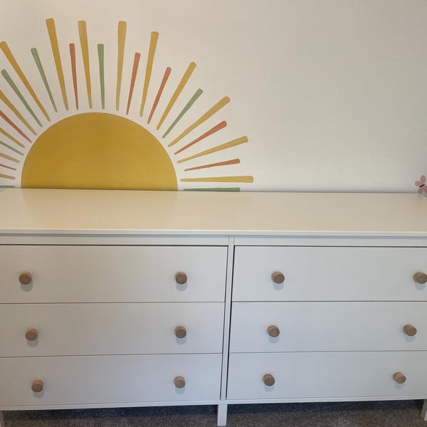 Large Boho Half Sun Watercolor Wall Decal - Nursery Decor, Kids Room ...