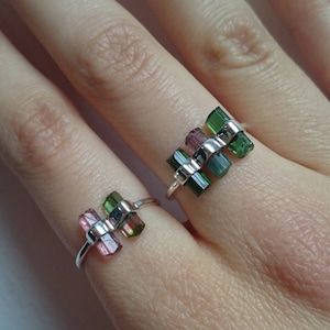 Sterling Silver Watermelon Tourmaline Ring, Unique Fantastic Engagement ...