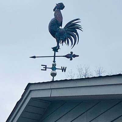 HUGE Handcrafted 3 Dimensional Crowing ROOSTER Weather Vane Copper ...