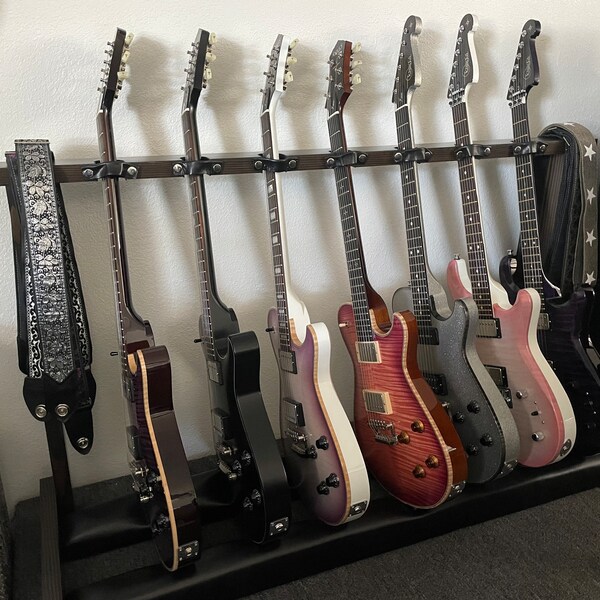 Leather & Wood Upright Custom Guitar Rack Guitar Stand - Etsy