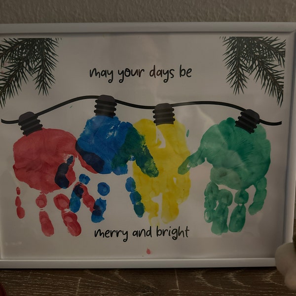 Christmas Lights Handprint Art Craft, Christmas Handprint Craft, DIY ...