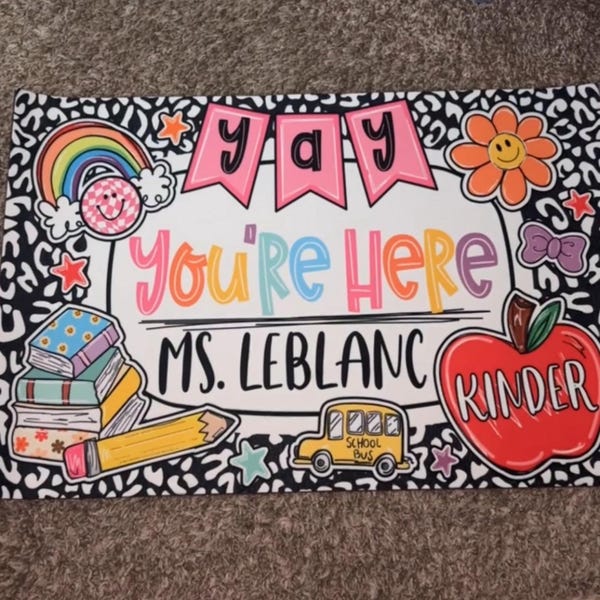 Personalized Teacher Classroom Doormat, Composition Notebook Classroom ...