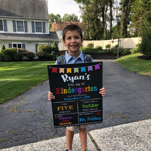 First Day of Kindergarten Sign First Day of School Sign Boy Girl ...