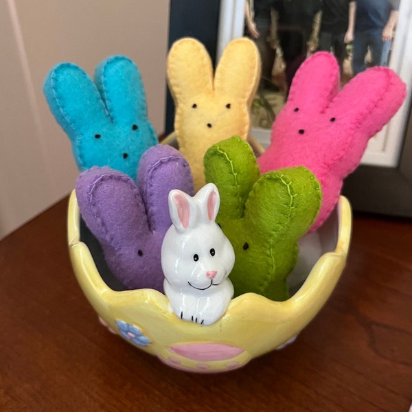 Felt Bunny Peeps Set of 5 | Easter Decor | Easter Basket Bunnies | Felt ...