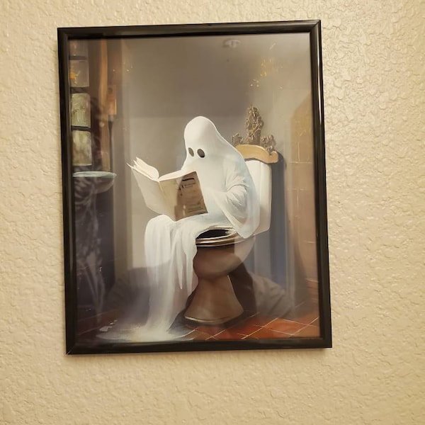 Ghost on Toilet, Ghost in Bathroom Print, Dark Academia, Vintage Poster ...
