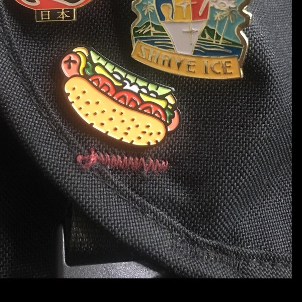 Chicago Style Hot Dog Enamel Pin - Cast in Black Metal - Chicago Foodie ...