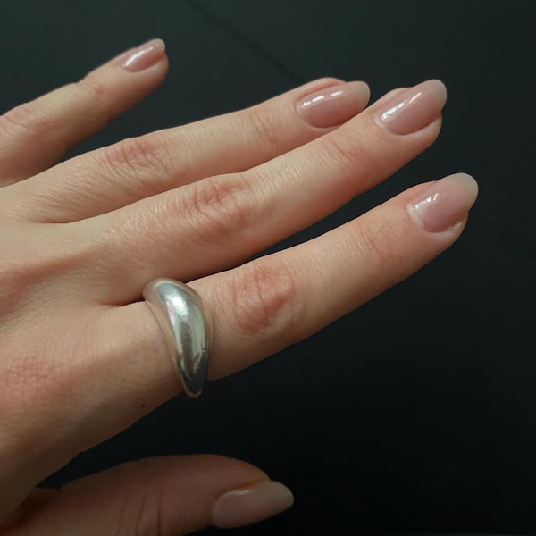Silver Wrap Heart Pinky Ring, Boho Simple Chevalier Ring, Dainty Signet ...