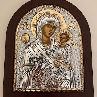 Virgin Mary Three-handed Silver Christian Orthodox Icon / - Etsy
