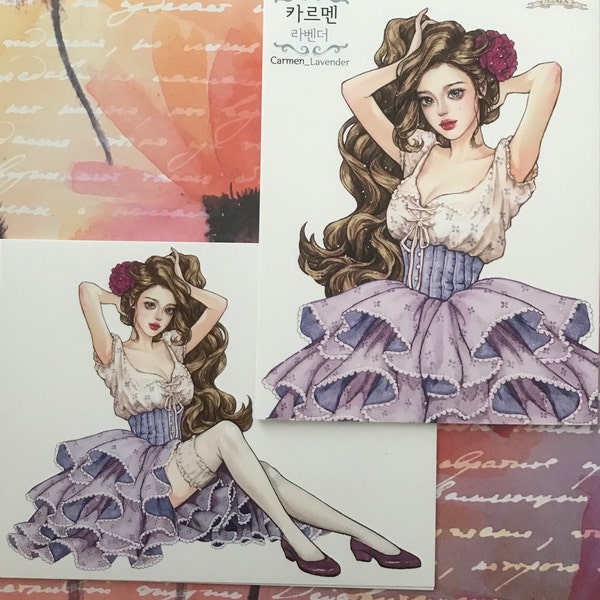Carmen / Girl Stickers / Watercolor Illust - Etsy