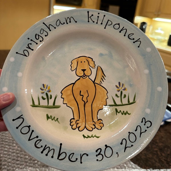 Personalized Baby Plate / Custom Birth Gift / Hand Painted Baby Plate ...