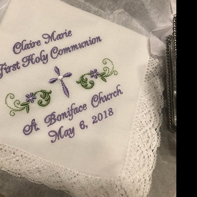 Personalized First Communion Handkerchief Gift - Etsy