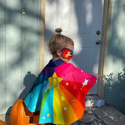 Personalised Kids Superhero Rainbow Cape and Mask Set, Superstar Super ...