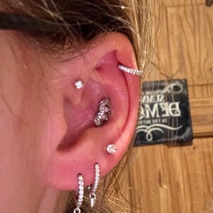 Pierced Earring Set Silver Stacking Earring Set Minimal Ear Stack for ...