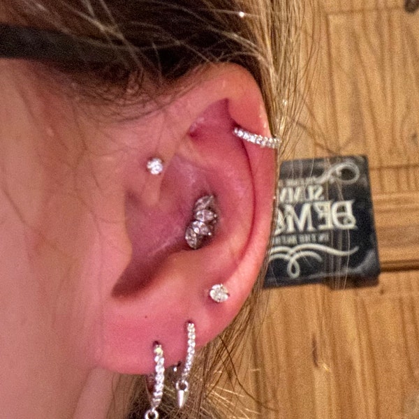 Pierced Earring Set Silver Stacking Earring Set Minimal Ear Stack for ...