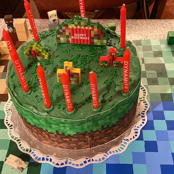 Video Game Pixels Edible Cake Wrap or Gamer Birthday Cake Topper - Etsy
