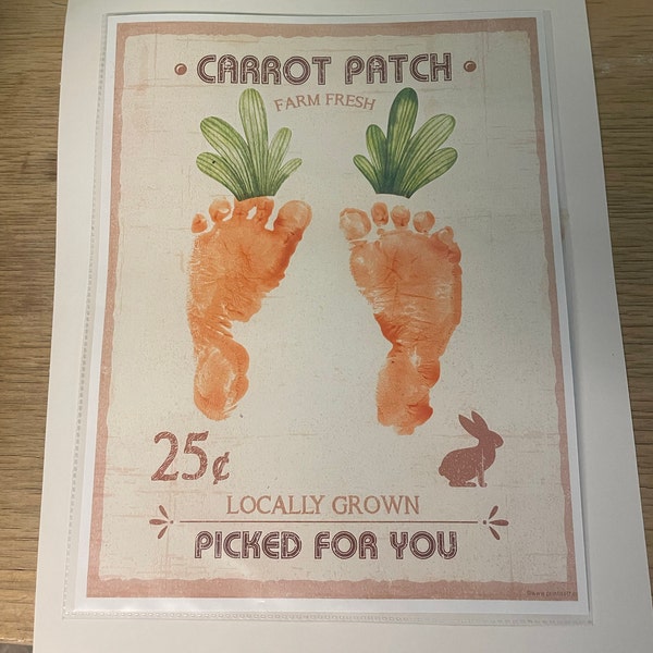 Farm Sign Carrot Patch Easter / Footprint Feet Art Craft / Kids Baby ...