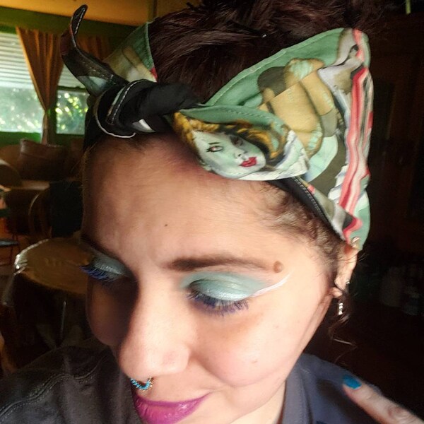 Blood Splatter Zombie Pin up Head Scarf Headband Pinup Vintage Retro ...