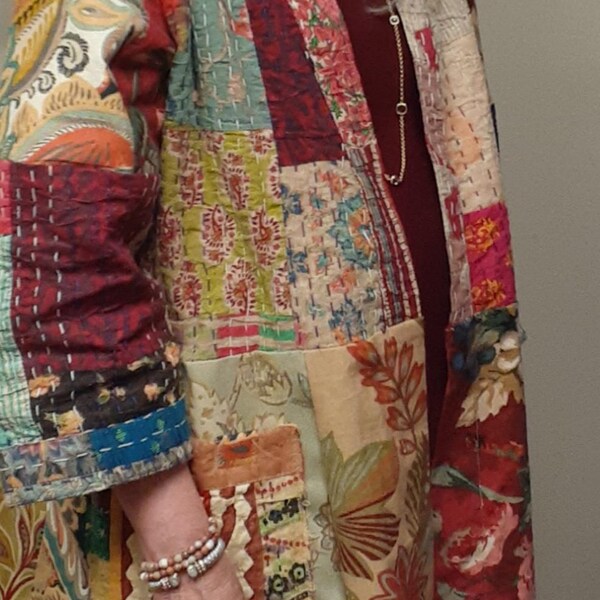 Up-cycled Boho Romantic Duster 'ella' L-3X, Boho Patchwork Denim Duster ...