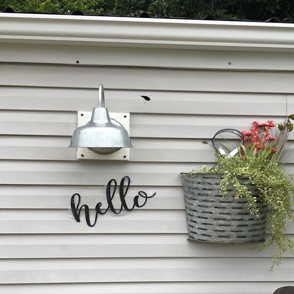 Hello Metal Sign Metal Wall Art Hello Sign Metal Words Front Porch ...