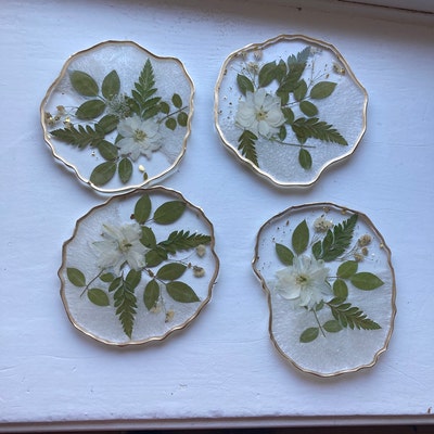 Resin Coaster Dried Flower Coaster Pressed Flowers Geode - Etsy